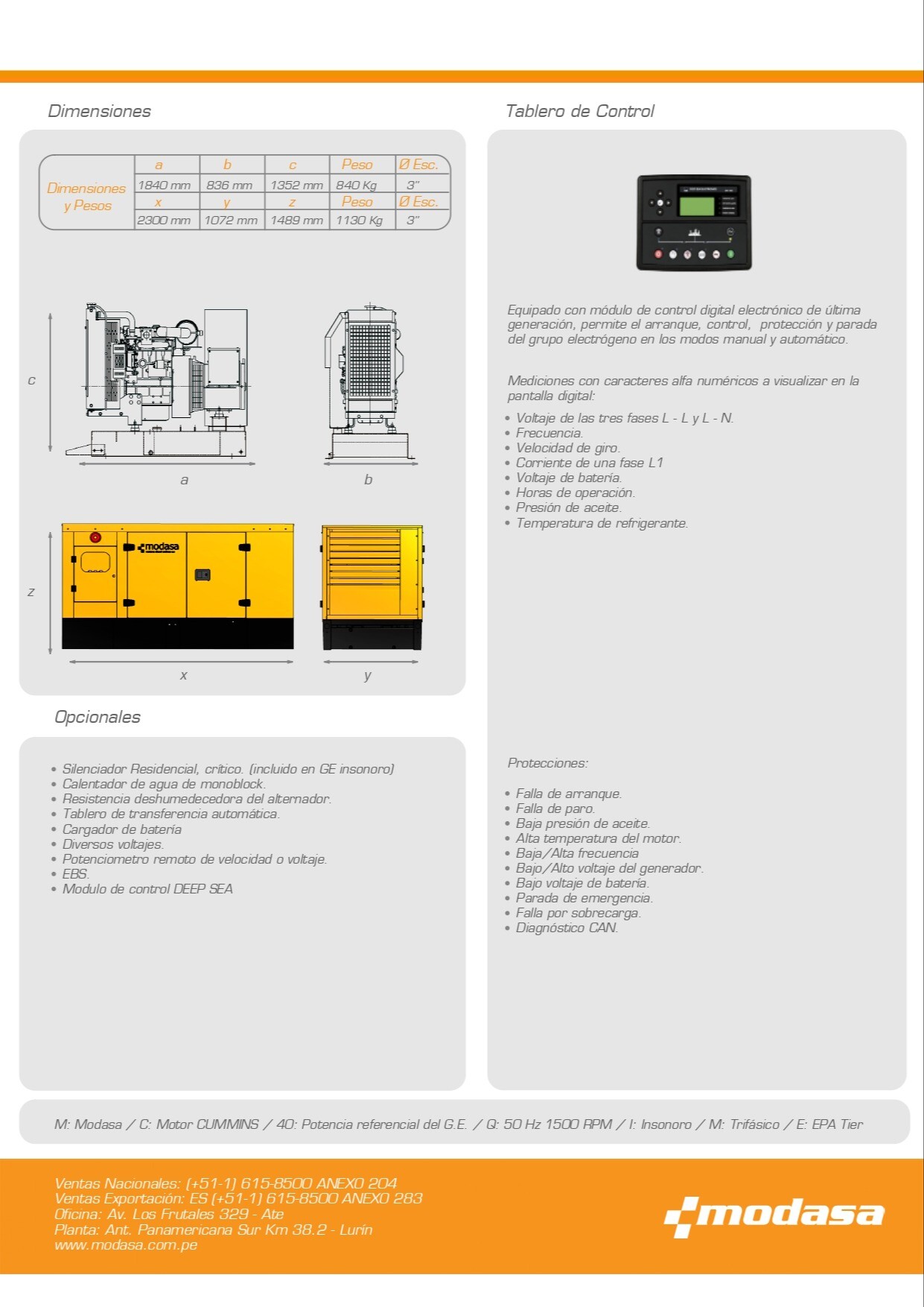 GRUPO ELECTRÓGENO MC-40 - MODASA | Soto