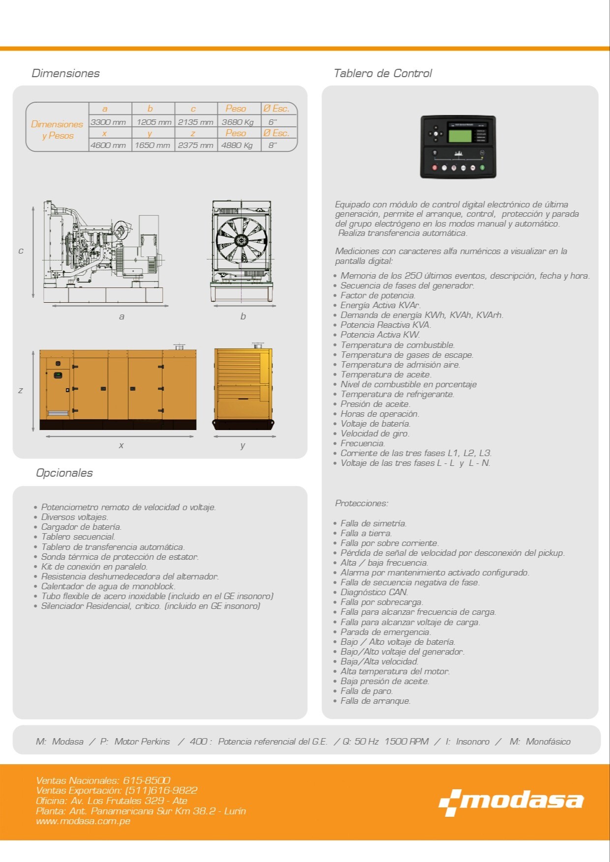 GRUPO ELECTRÓGENO MP-400 - MODASA | Soto